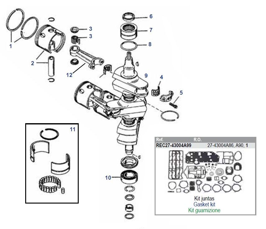 70 - 90 PS 2-Takt 3-Zyl. (#9506481 - 9793576) & 65JET Kurbelwelle ...